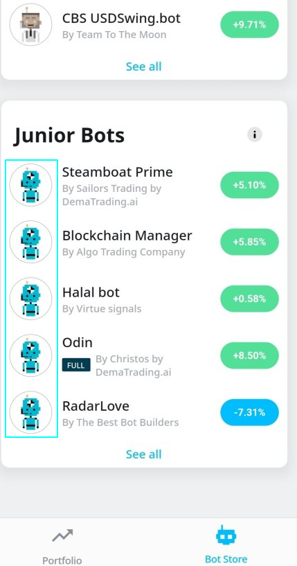 What is the Junior Bots category in the Bot Store? – BOTS